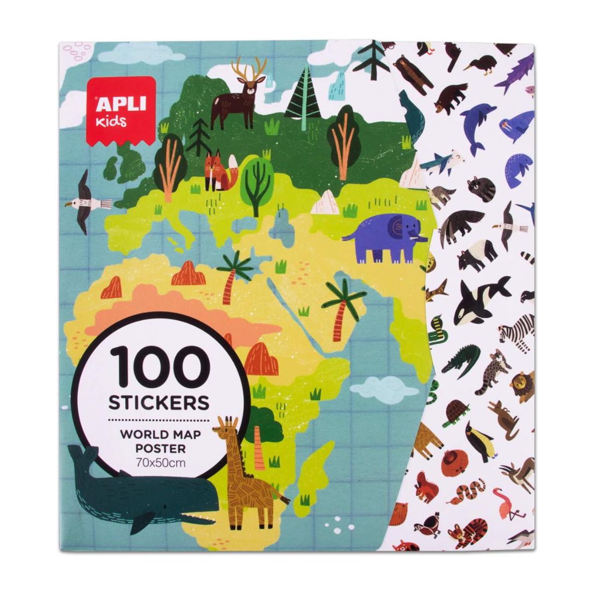 B.GIANT POSTER + 100 STICKERS WORLD MAP 19434AP | Knjižara Kultura